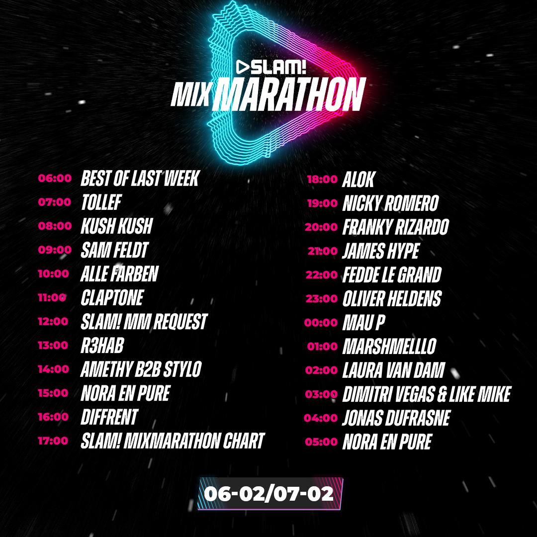 DIT IS DE LINE-UP VAN DE SLAM! MIXMARATHON