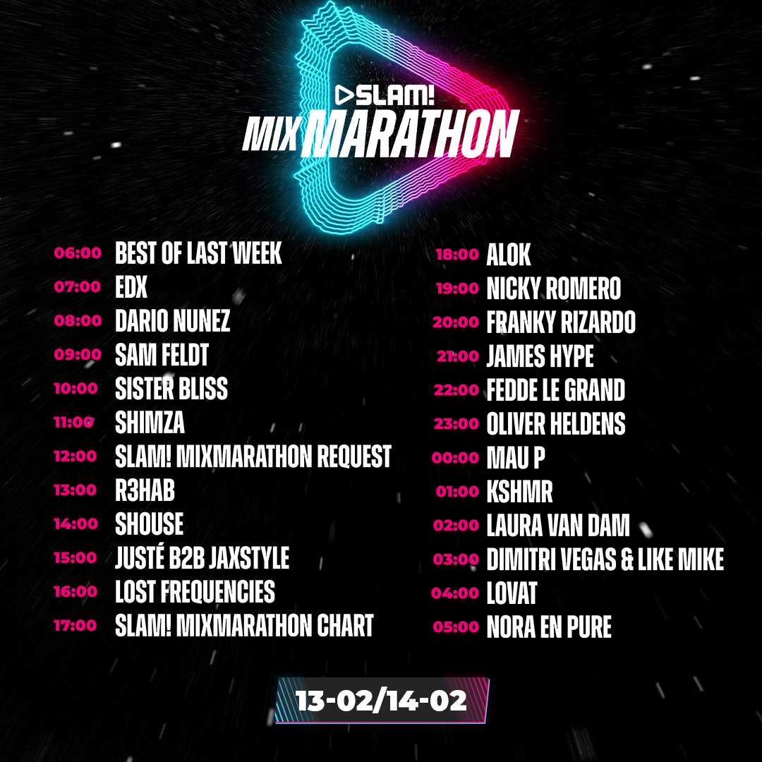 DIT IS DE LINE-UP VAN DE SLAM! MIXMARATHON