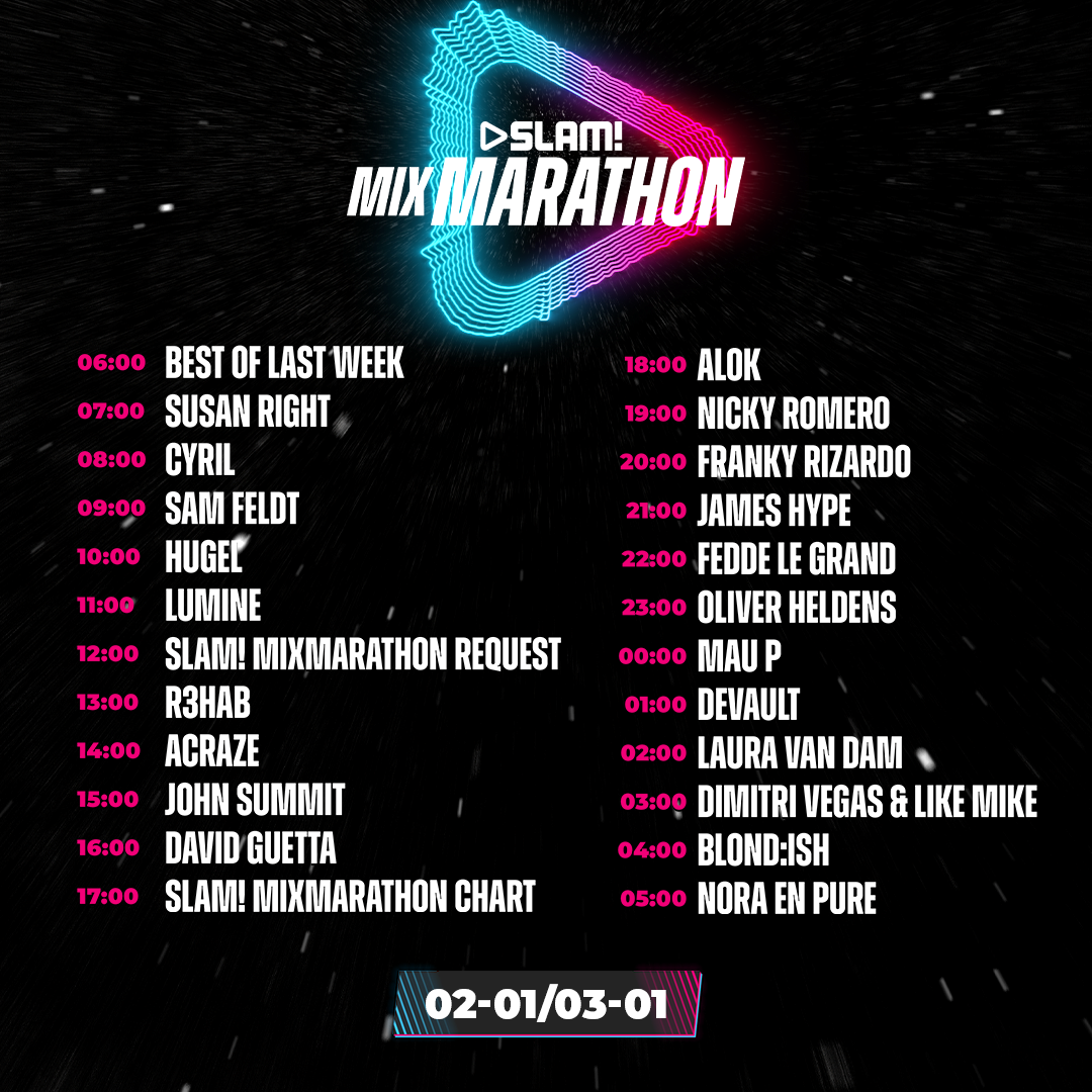 DIT IS DE LINE-UP VAN DE SLAM! MIXMARATHON