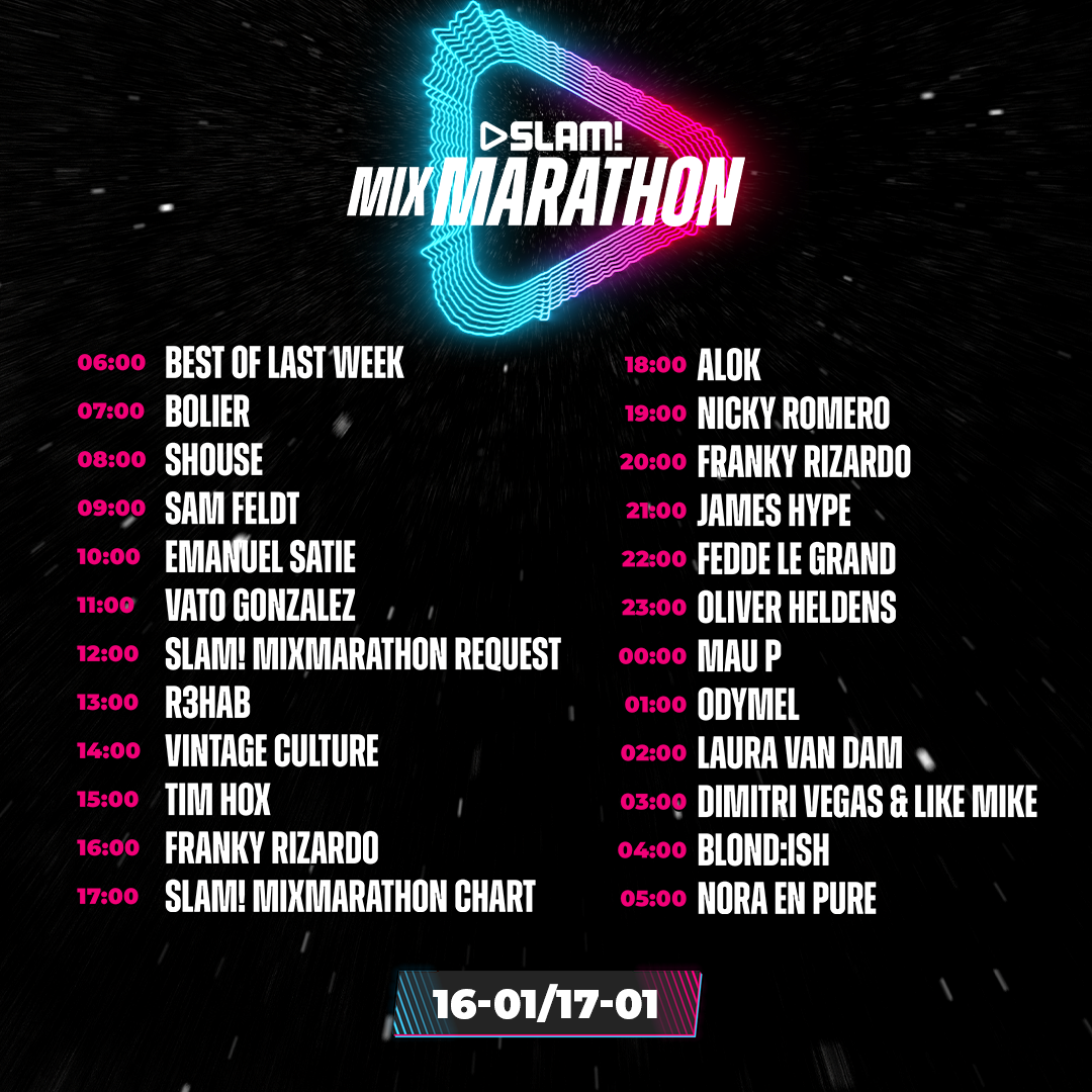 DIT IS DE LINE-UP VAN DE SLAM! MIXMARATHON