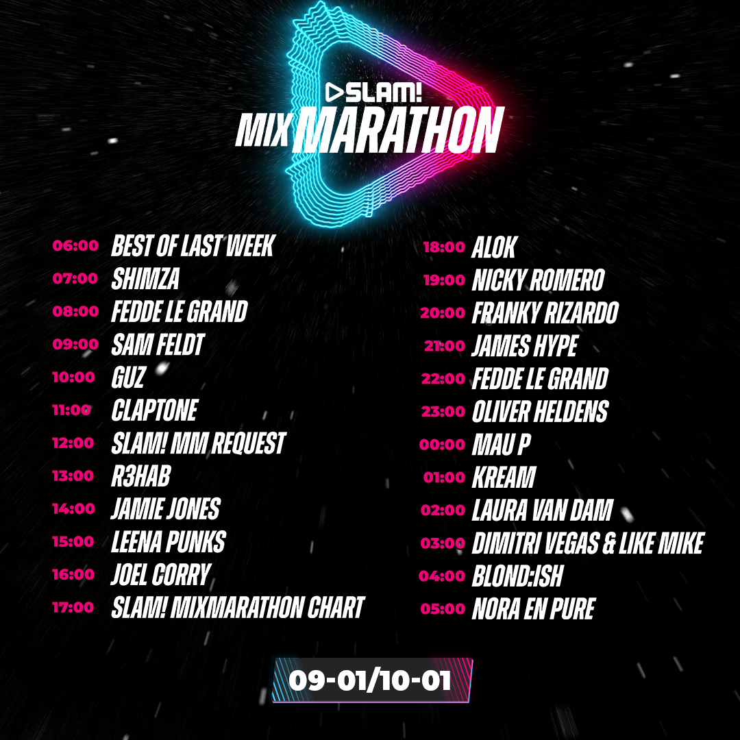DIT IS DE LINE-UP VAN DE SLAM! MIXMARATHON